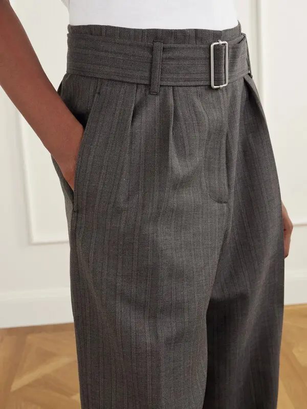 Our Legacy Soar Belted Cotton And Wool-blend Wide-leg Pants