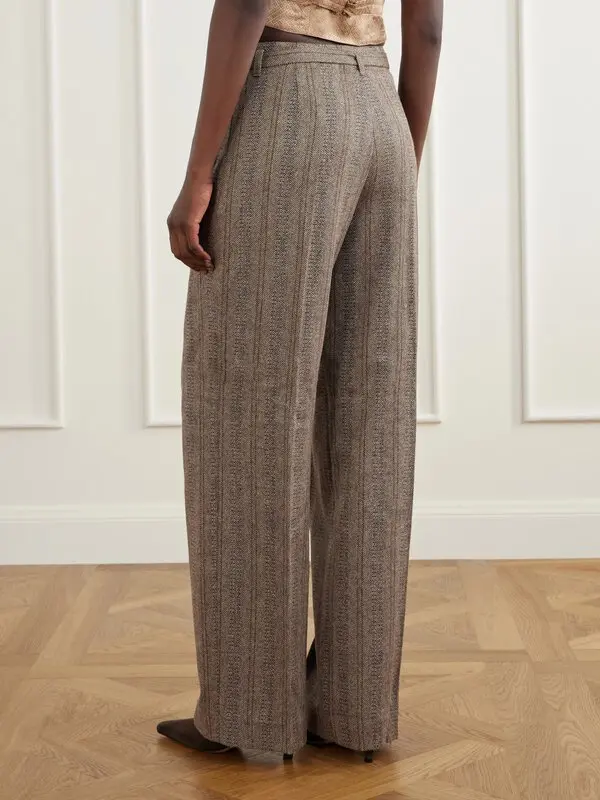 Ralph Lauren Wool And Cotton-blend Wide-leg Pants