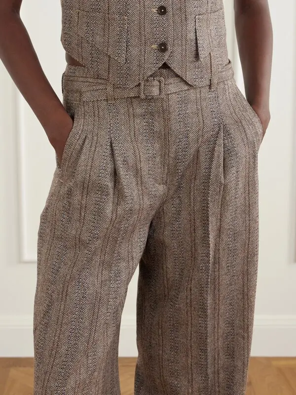 Ralph Lauren Wool And Cotton-blend Wide-leg Pants