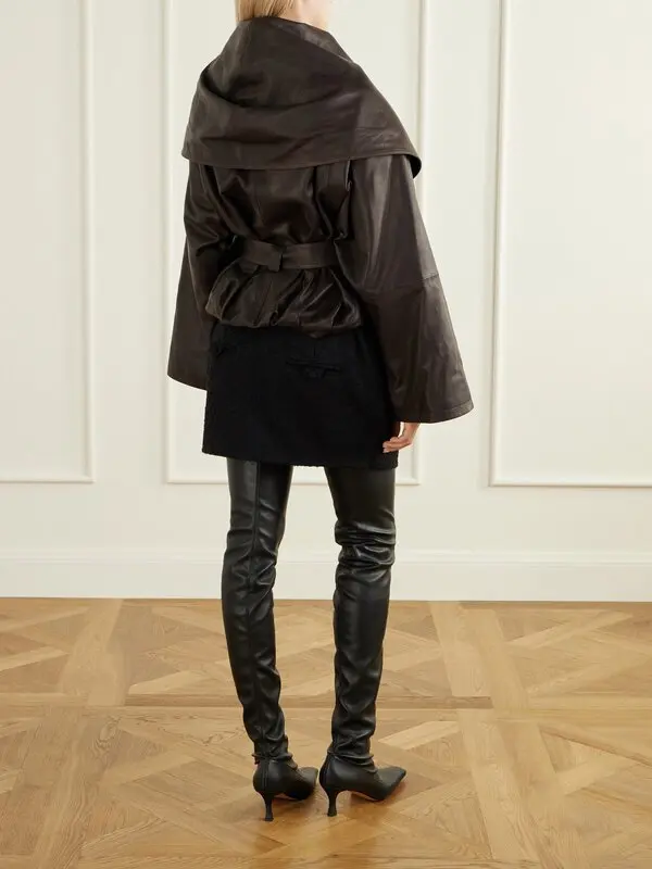 Magda Butrym Cropped Belted Leather Jacket
