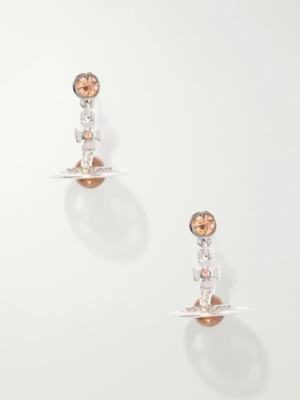 VIVIENNE WESTWOOD New Petite Orb -tone Cubic Zirconia Earrings - Silver