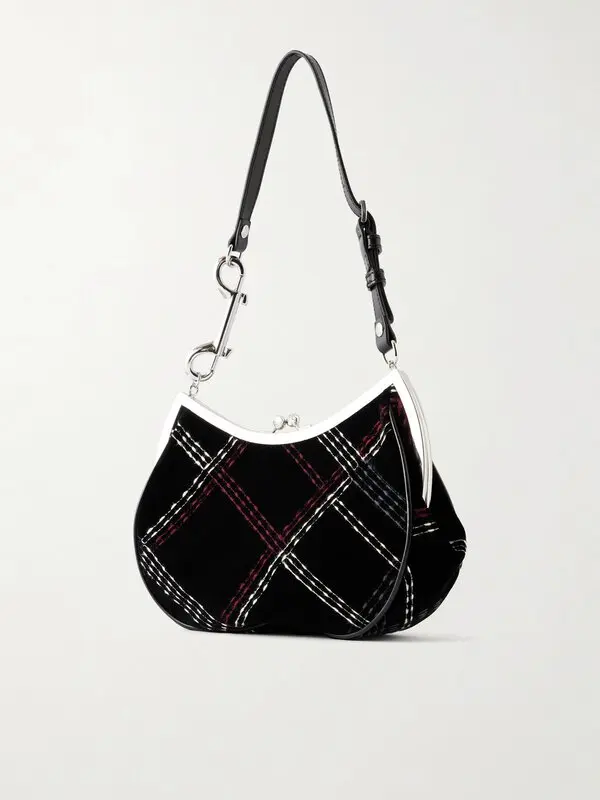 VIVIENNE WESTWOOD Charm Frame Embellished Embroidered Velvet Shoulder Bag