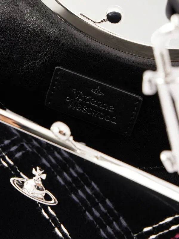 VIVIENNE WESTWOOD Charm Frame Embellished Embroidered Velvet Shoulder Bag