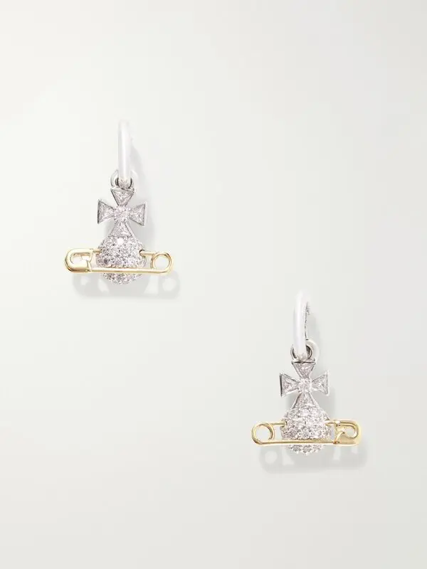 VIVIENNE WESTWOOD Hectorina Gold And -tone Crystal Earrings - Silver