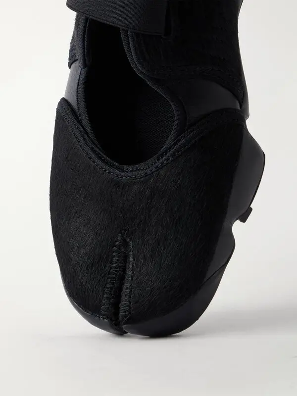Nike Air Rift Rubber-trimmed Calf Hair Split-toe Sneakers - Black