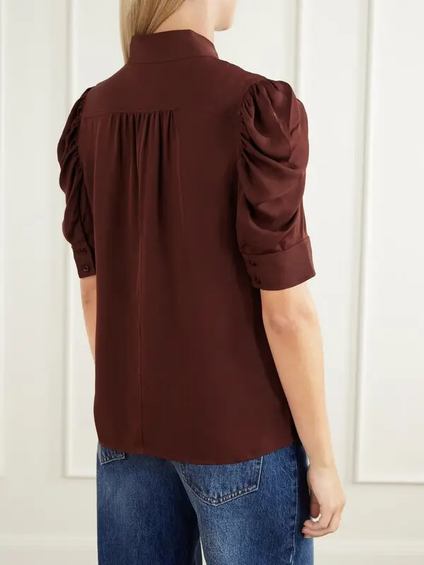 FRAME The Gillian Gathered Silk Blouse