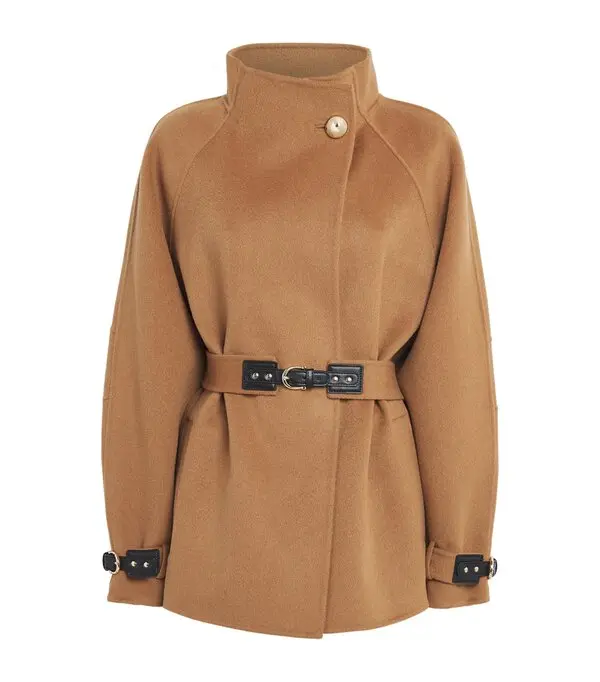Maje Wool-blend Belted Mid-length Coat