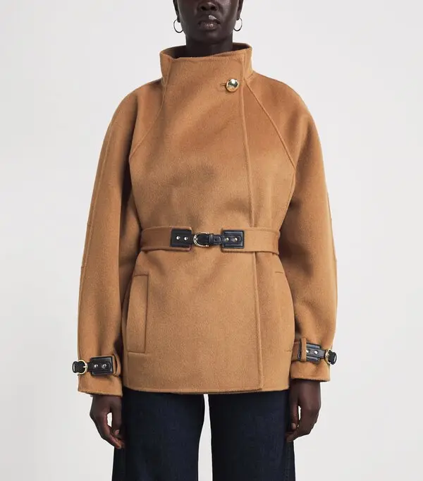 Maje Wool-blend Belted Mid-length Coat