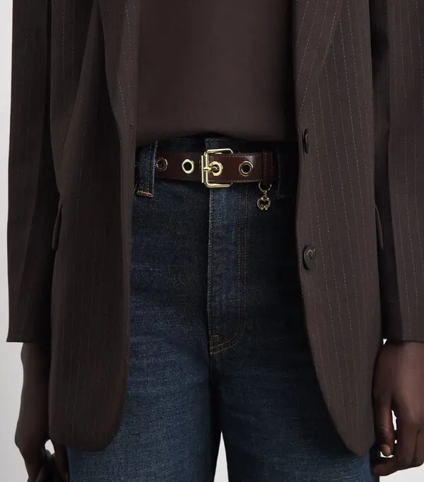 Maje Leather Eyelet Belt