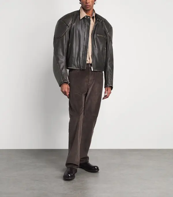 SYSTEM Leather Motorcycle Jacket