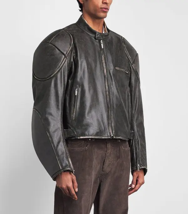SYSTEM Leather Motorcycle Jacket