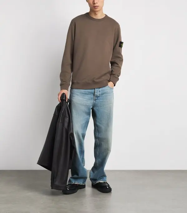 Stone Island Cotton Compass Logo Sweatshirt - Brown