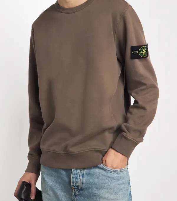 Stone Island Cotton Compass Logo Sweatshirt - Brown