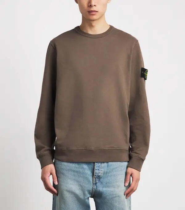 Stone Island Cotton Compass Logo Sweatshirt - Brown