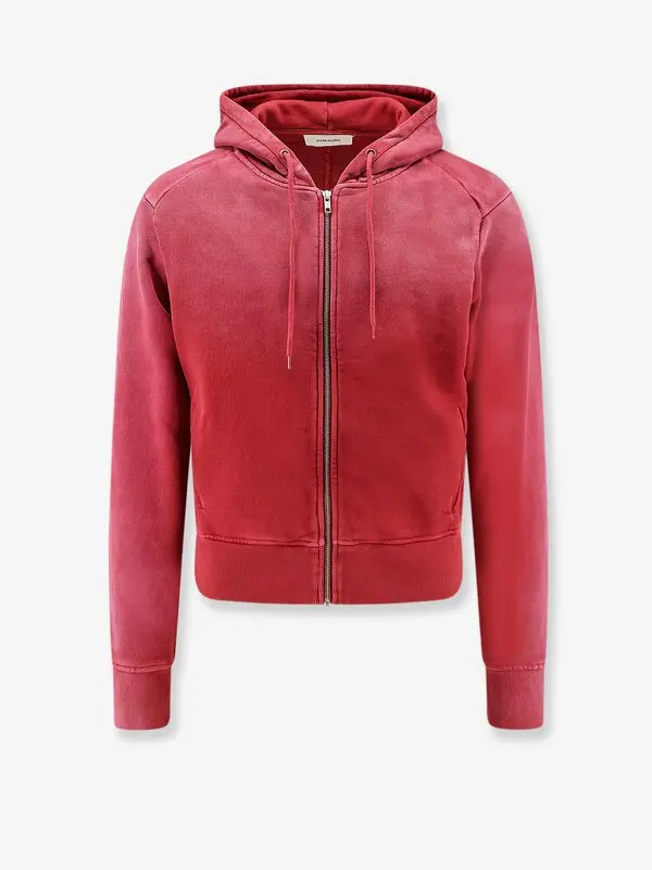 ENTIRE STUDIOS Slim Zip Up Cotton Hoodie - Red