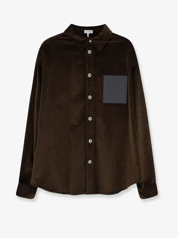 Loewe Corduroy Shirt With Leather Pocket