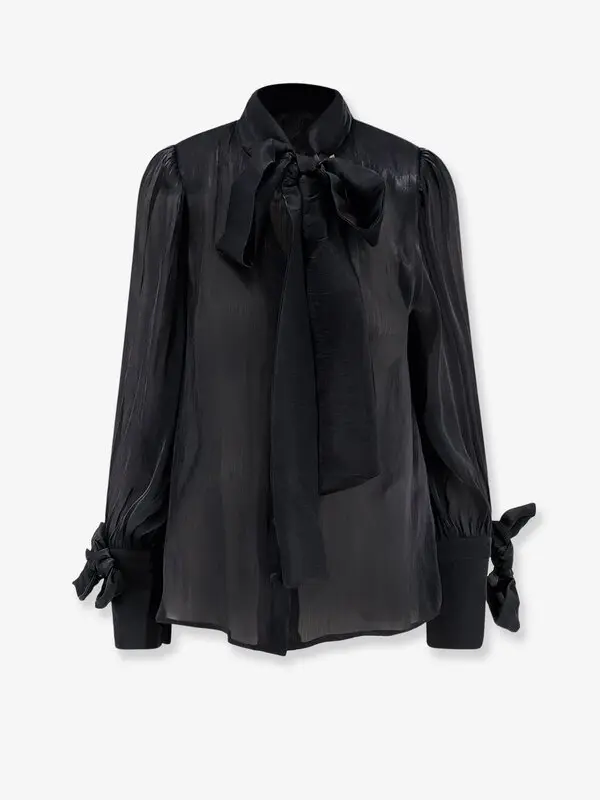 ACTUALEE Satin Shirt With Padded Shoulders
