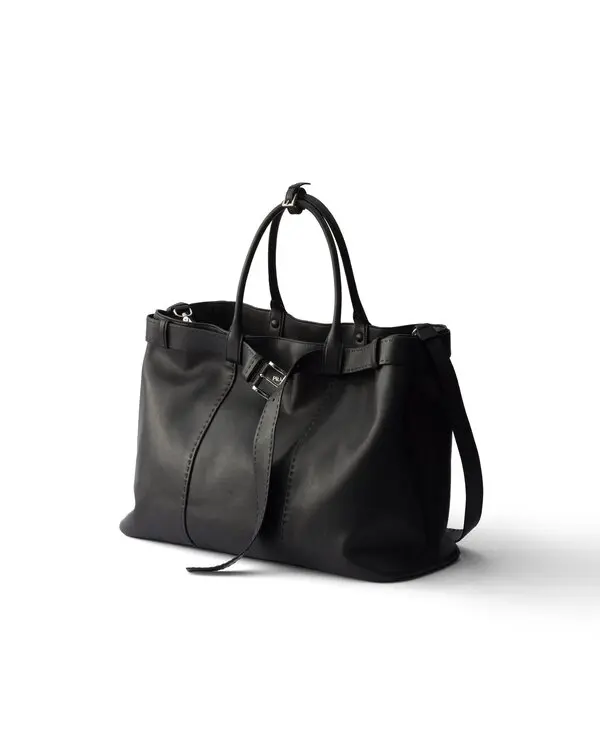 Prada Buckle Antiqued Nappa Leather Bag