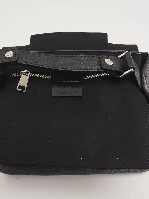 Orciani Sveva Hammered Leather Handbag With Handle And Shoulder Strap - Black