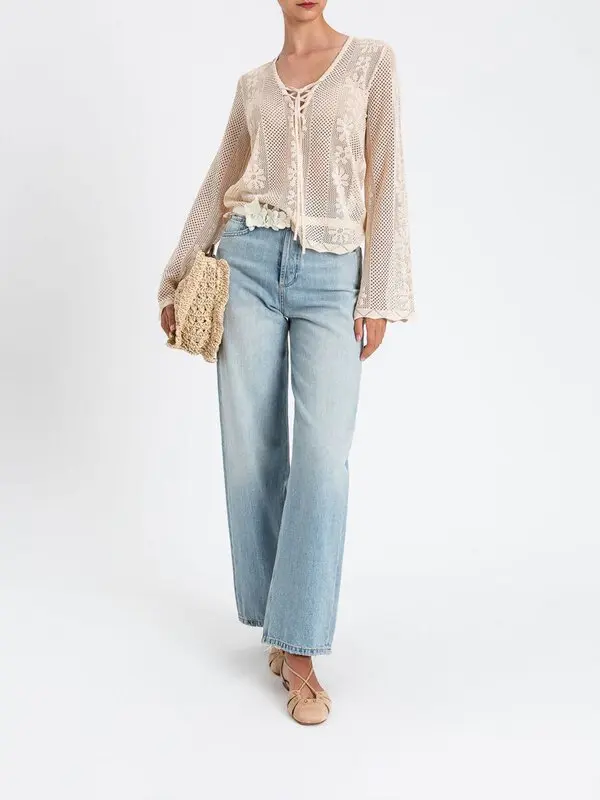 TWINSET Mid-rise Wide Leg Jeans In Cotton