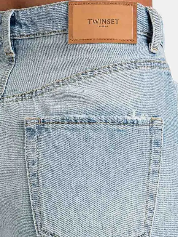 TWINSET Mid-rise Wide Leg Jeans In Cotton