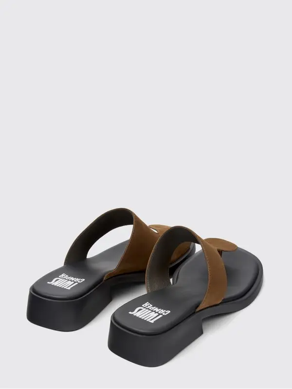 Camper Dana Nubuck Leather Thong Sandals With Low Heel And Lightweight Sole