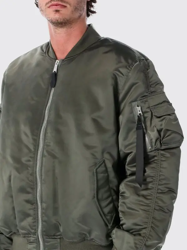 Alpha Industries Relaxed Fit Nylon Bomber Jacket With Zip Closure - Green