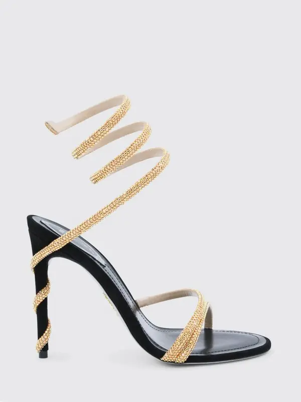 Rene Caovilla Cleo Leather Sandals With Rhinestones