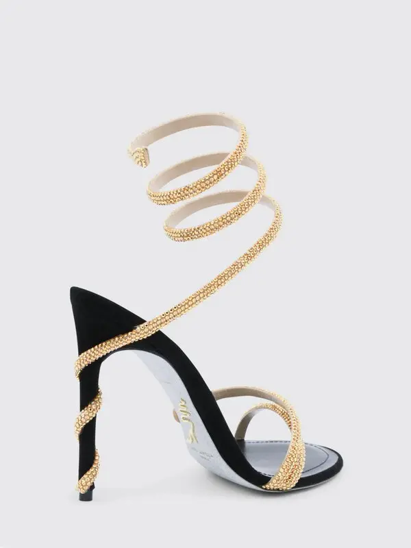 Rene Caovilla Cleo Leather Sandals With Rhinestones