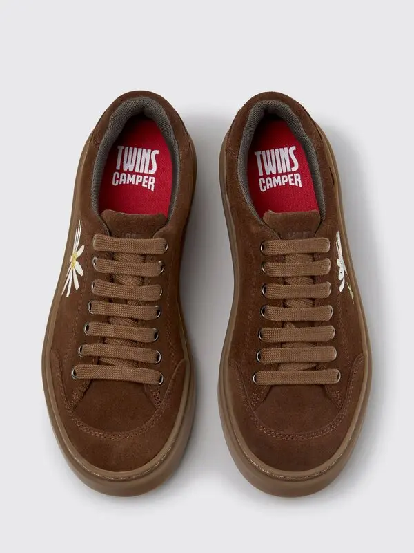 Camper Twins Suede Sneakers With Floral Embroidery