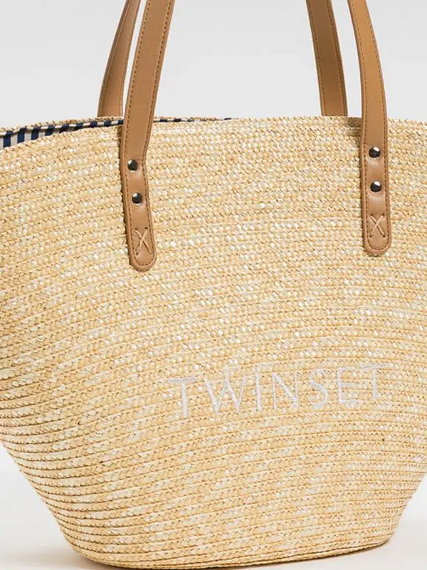 TWINSET Raffia Bag With Embroidered Logo