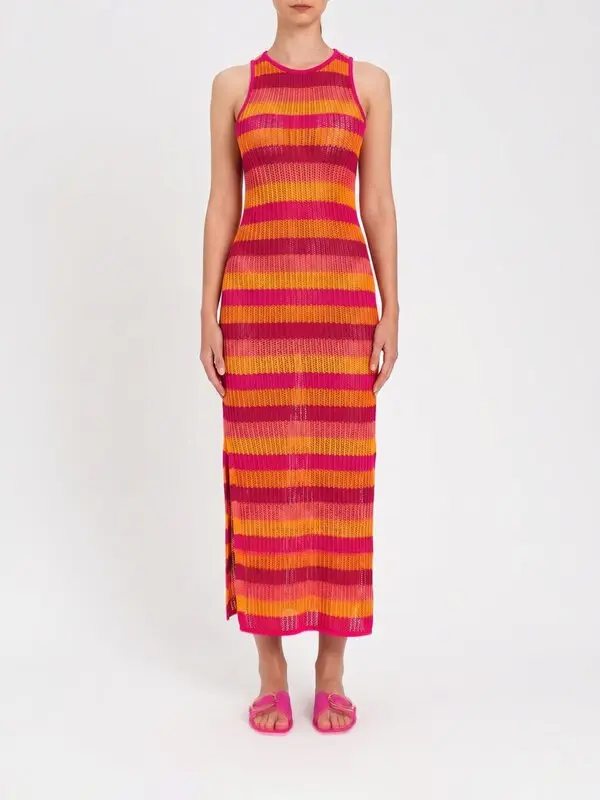 TWINSET Midi Dress In Cotton Knit - Fuchsia