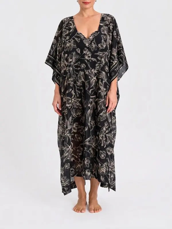 TWINSET Printed Cotton Beach Dress - Black