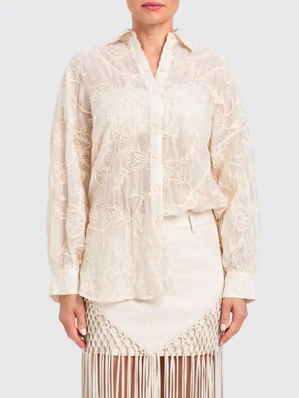 TWINSET Embroidered Muslin Shirt - Cream