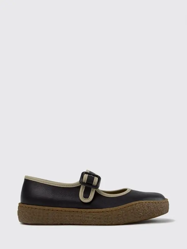 Camper Peu Terreno Bi Smooth Leather Mary Jane Flats With Strap - Black