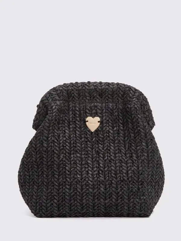 TWINSET Crochet Raffia Pouch - Black
