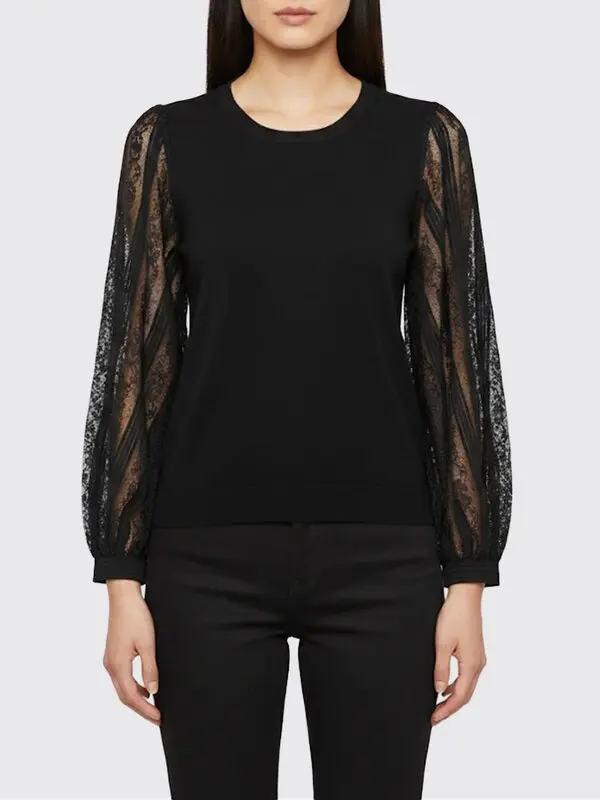 TWINSET Viscose Blend And Lace Knit Top