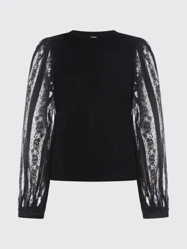 TWINSET Viscose Blend And Lace Knit Top