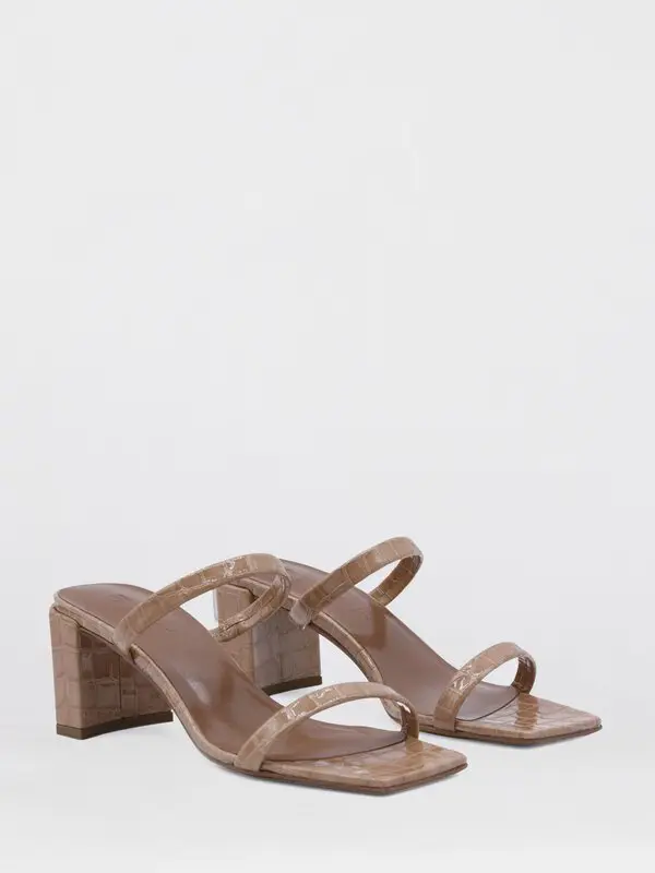 By Far Tanya Croc Print Leather Sandals