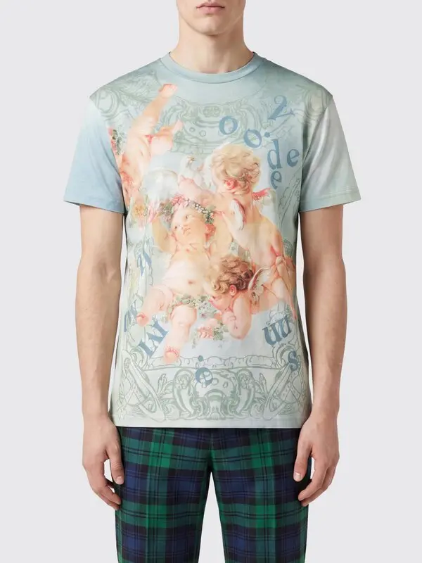 VIVIENNE WESTWOOD Slim Fit Cotton T-shirt With Graphic Print And Lettering Logo - Multicolor