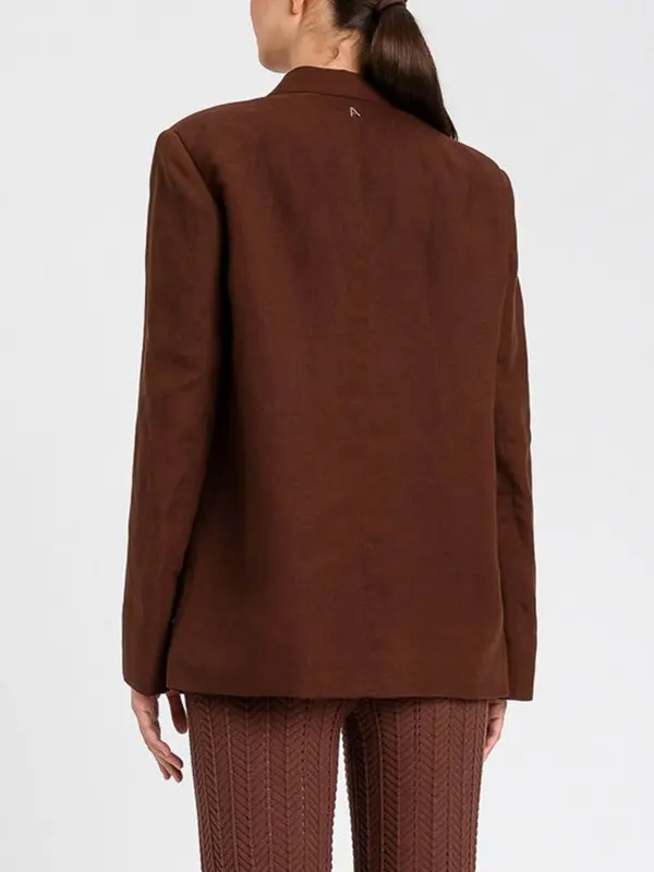 TWINSET Double Breasted Linen Blend Blazer