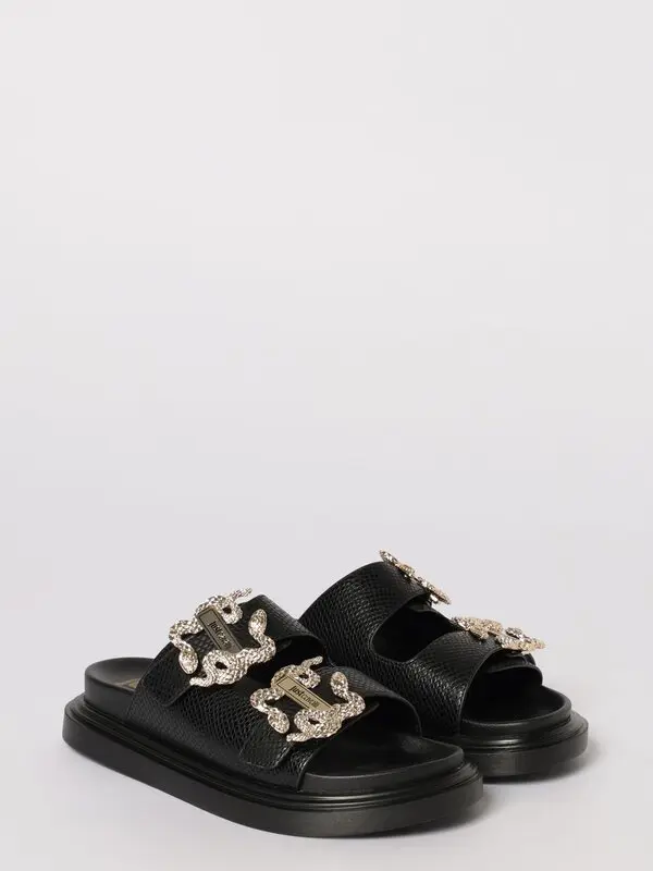 Just Cavalli Python Print Faux Leather Sandal