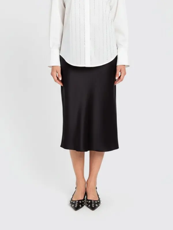 TWINSET Satin Midi Skirt - Black