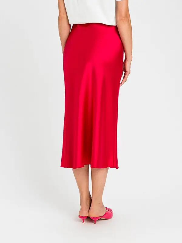 TWINSET Satin Midi Skirt - Fuchsia