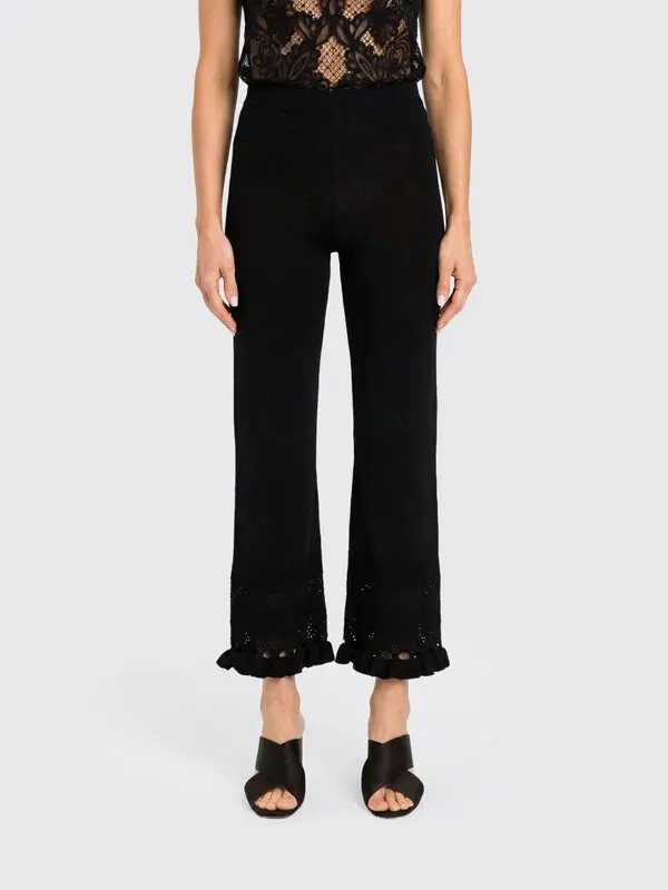 TWINSET Slim Fit Trousers In Viscose Blend - Black