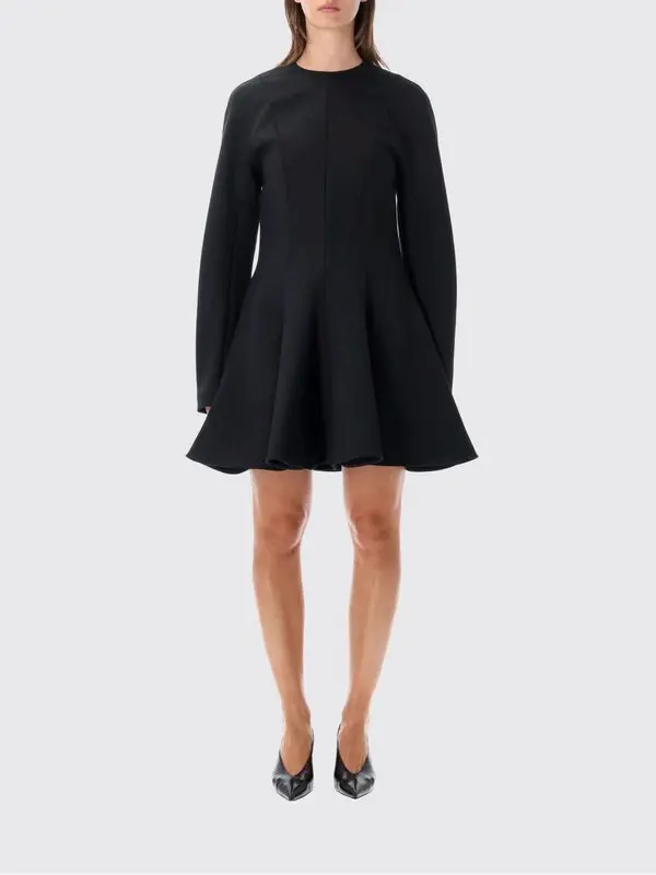 Stella McCartney A-line Wool Blend Mini Dress With Long Sleeves - Black