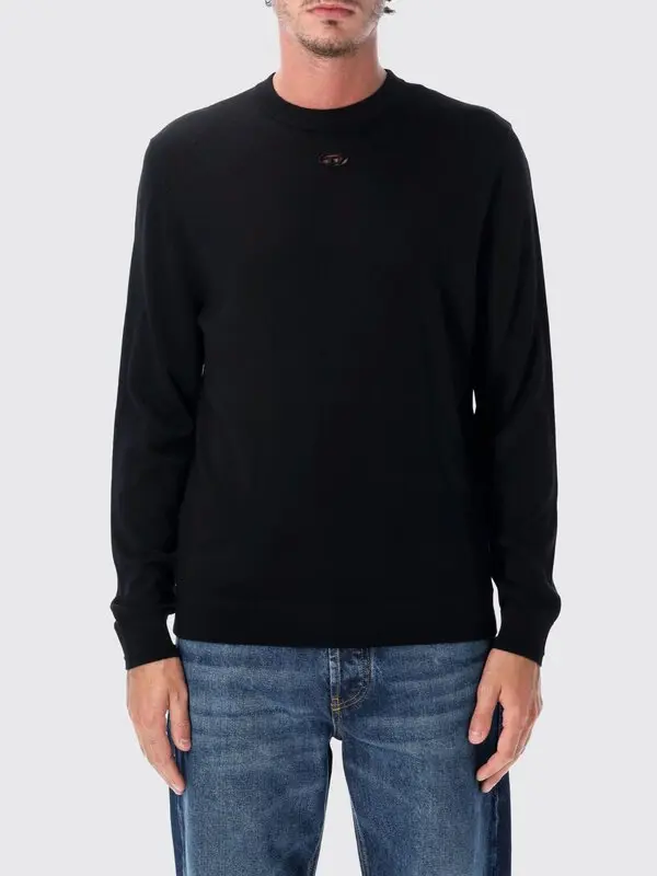 DIESEL® Wool Crewneck Sweater With Carved Oval D Logo