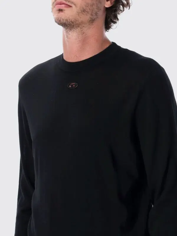 DIESEL® Wool Crewneck Sweater With Carved Oval D Logo