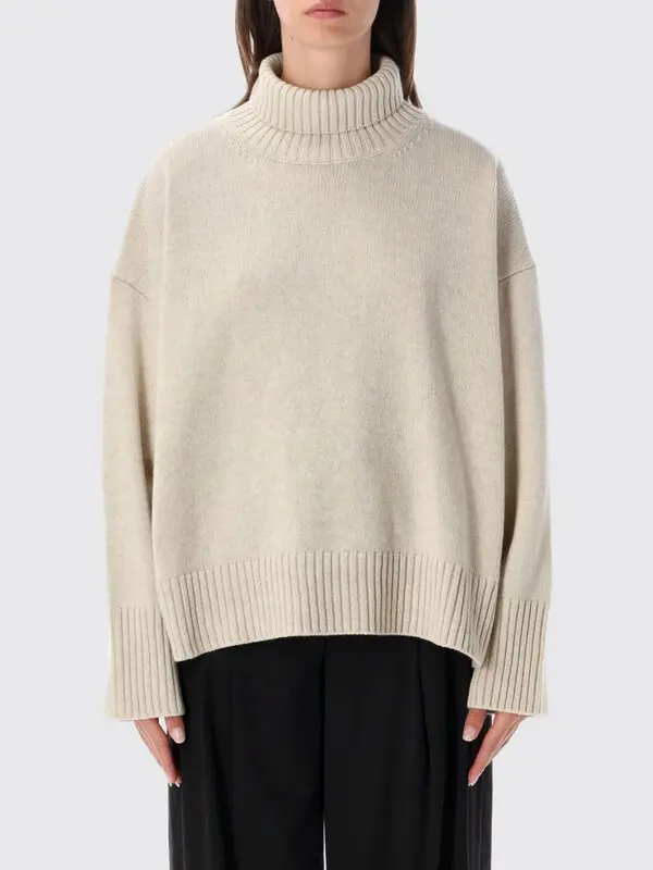 Soeur Merino Wool Turtleneck Sweater With Dropped Shoulders And Ribbed Trims - Ecru