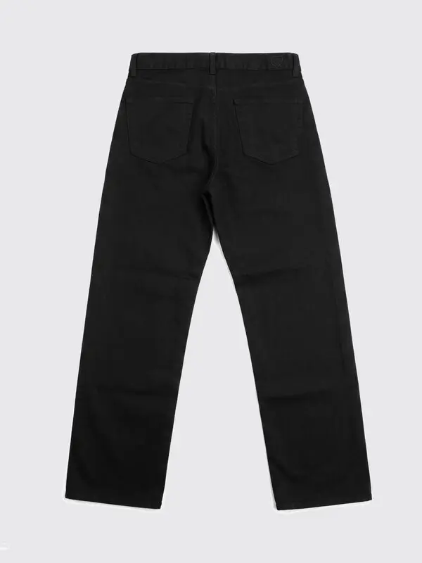 HTC LOS ANGELES Straight Fit Studded And Embroidered Cotton Denim Jeans - Black